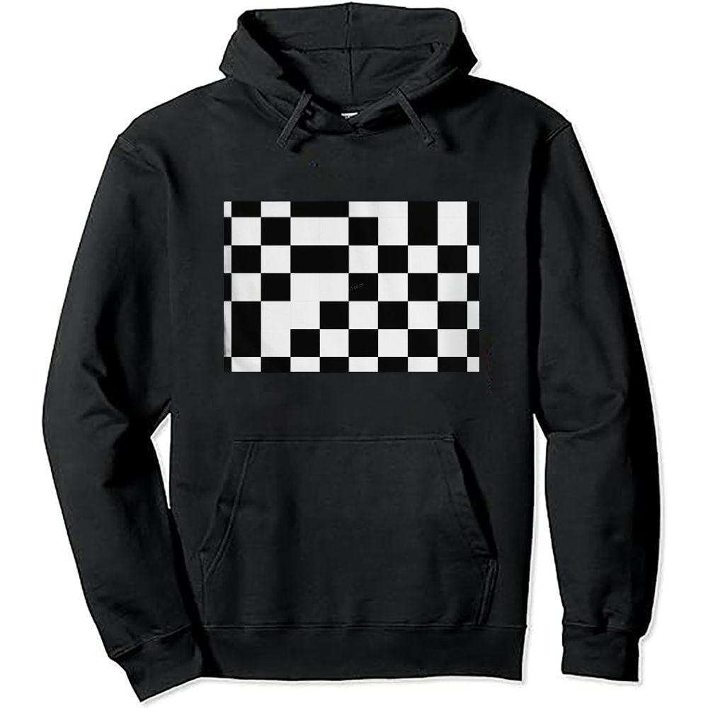 COMIO Checkered Checker Black & White Teen & Adults Pullover Hoodie - Walmart.com