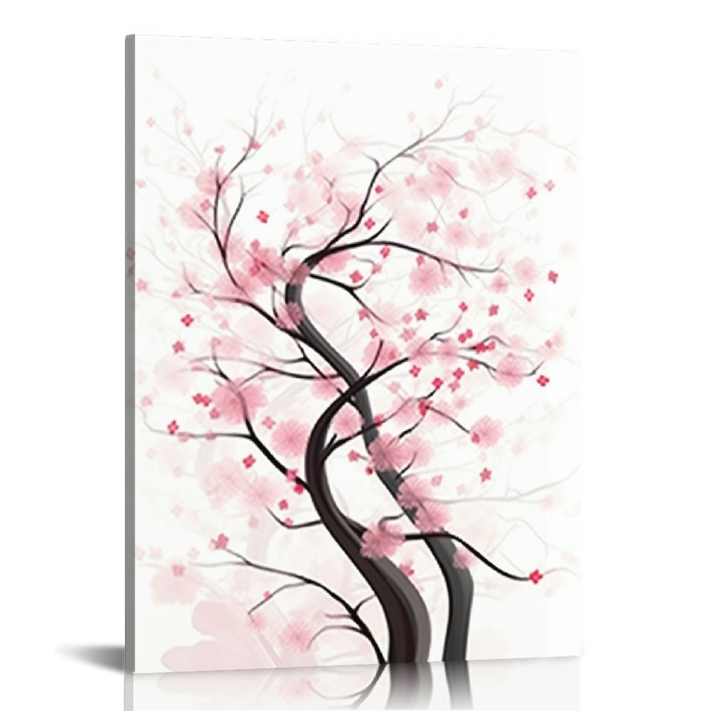 COMIO Cherry Blossom Canvas Painting Pink Flower Pictures Watercolor ...