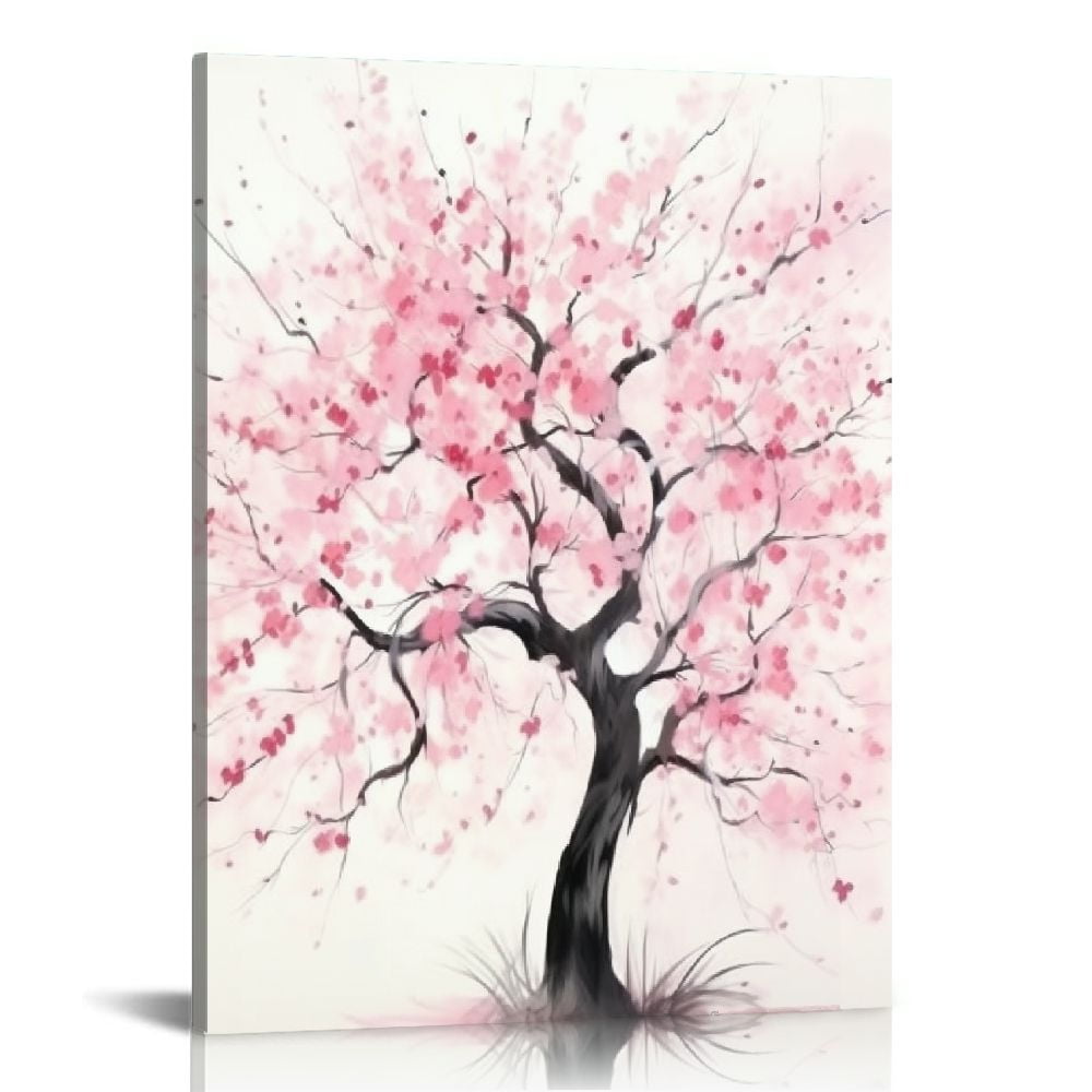COMIO Cherry Blossom Canvas Painting Pink White Flower Picture Spring ...