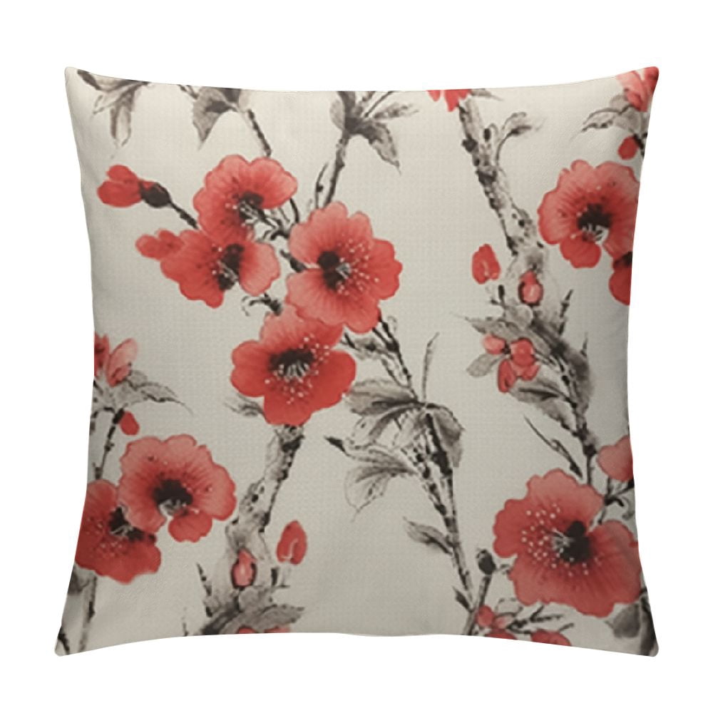 COMIO Cherry Blossom Throw Pillow Cover Beautiful Japanese Style ...