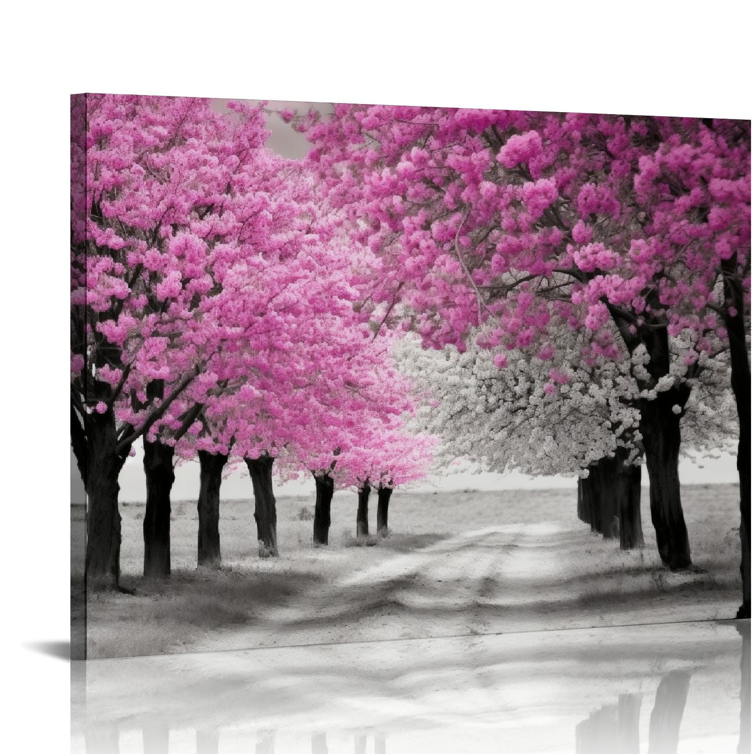 COMIO Cherry Blossom Tree Wall Art Pink Flowers Painting Cherry Pink ...