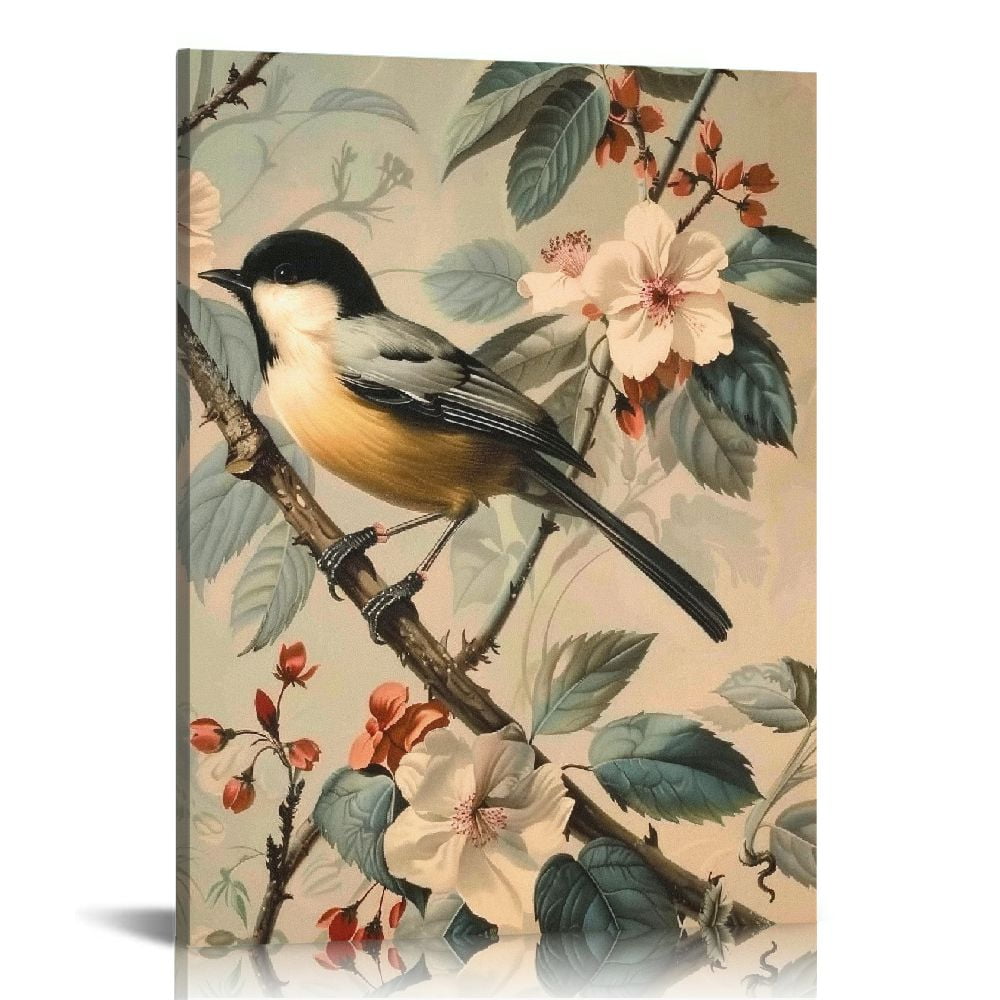 COMIO Chickadee Poster Art Print Retro Vintage Bird Wall Art Poster ...