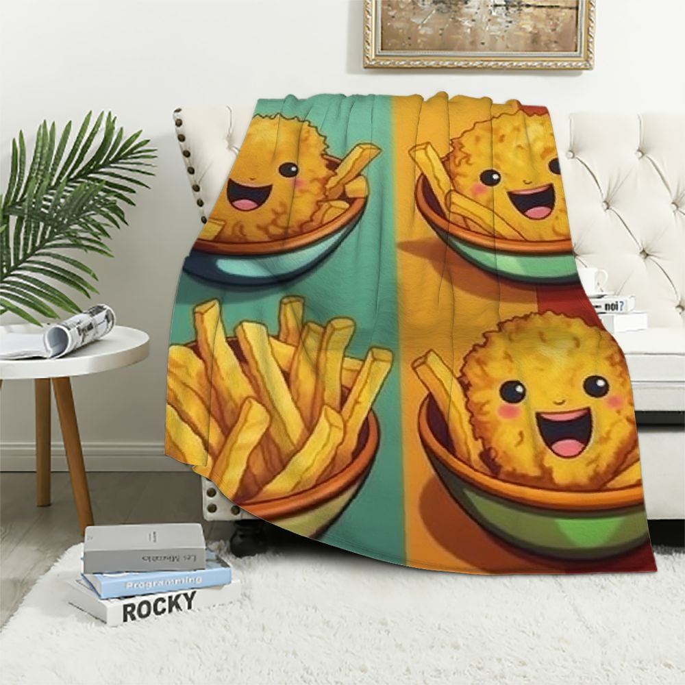 COMIO Chicken Nugget Blanket - Small Throw Blanket for Kids - Soft ...