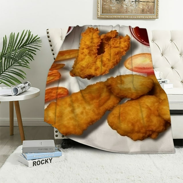 COMIO Chicken Nuggets Blanket Throw, Funny Food Blanket Gift for ...