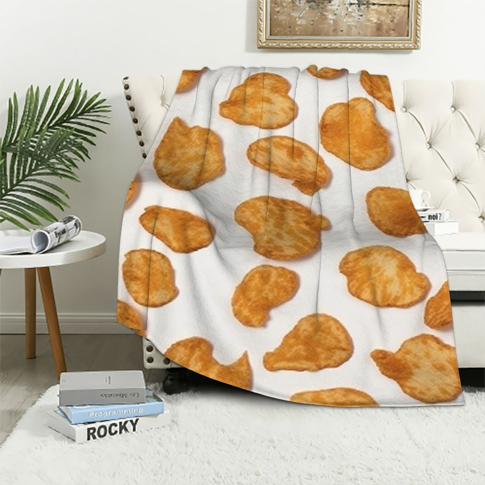 COMIO Chicken Nuggets Throw Blanket Plush Blankets for Couch Sofa Bed ...