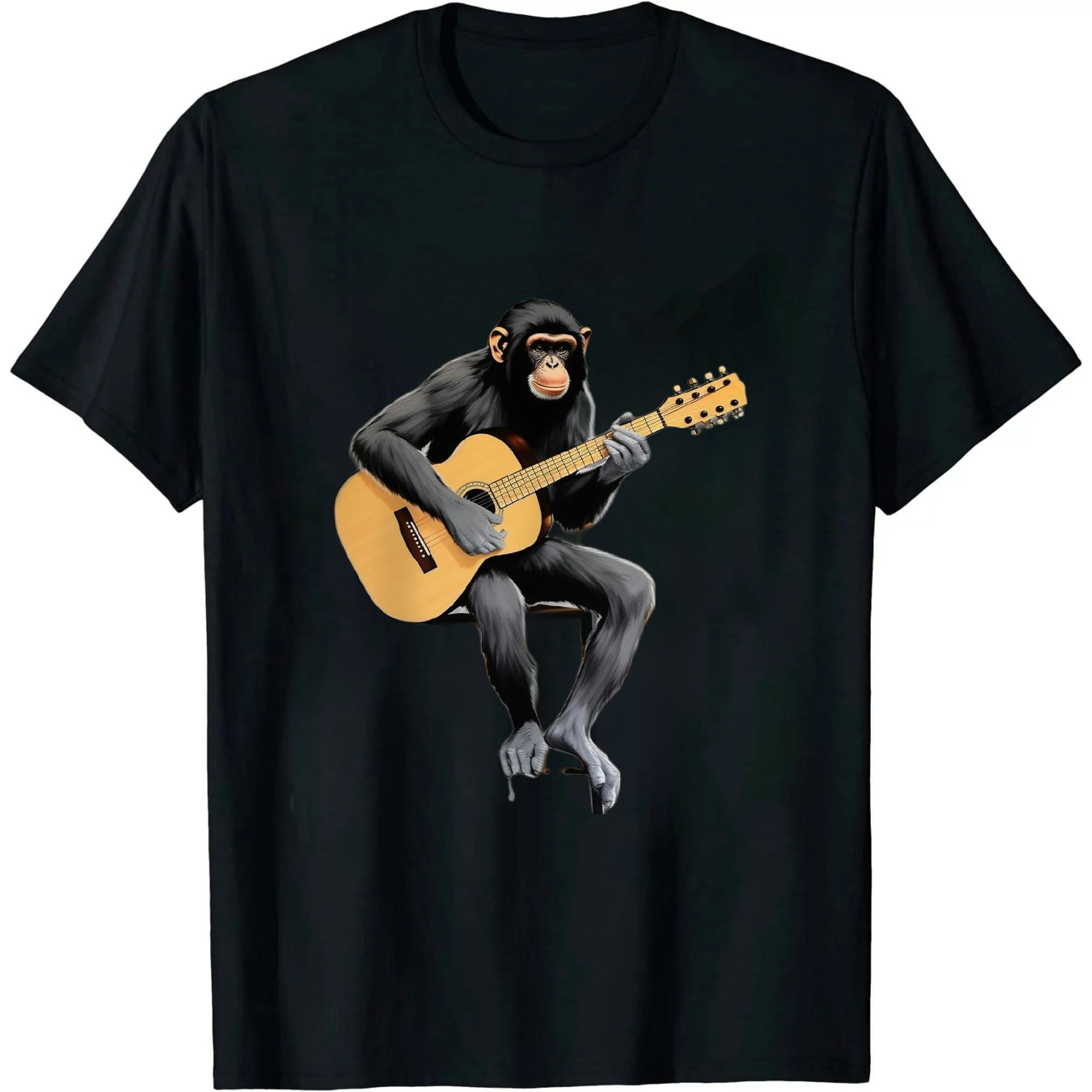 COMIO Chimpanzee playing acoustic guitar. Funny monkey T-Shirt - Walmart.com