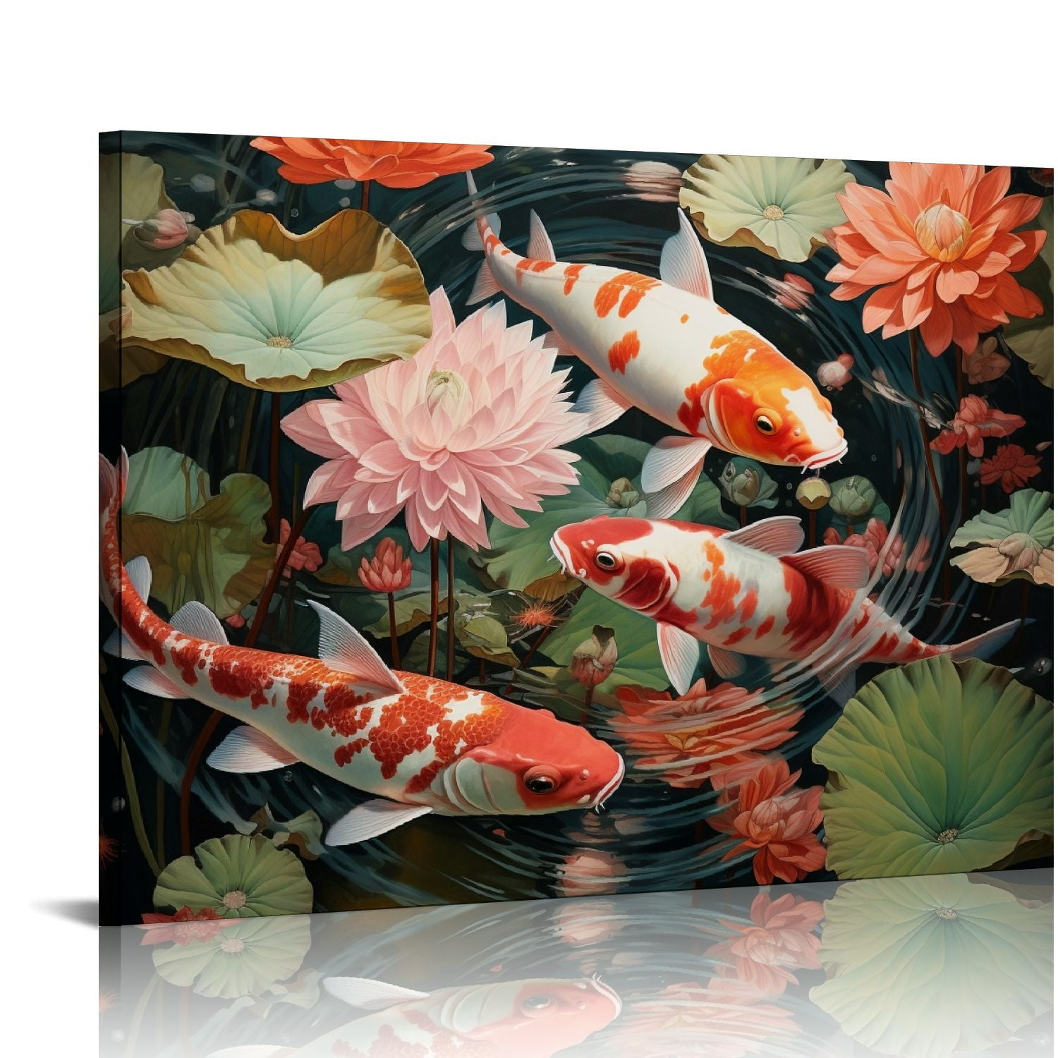 COMIO Chinese Style Red Lucky Carp Canvas Oversize Artwork Painting ...