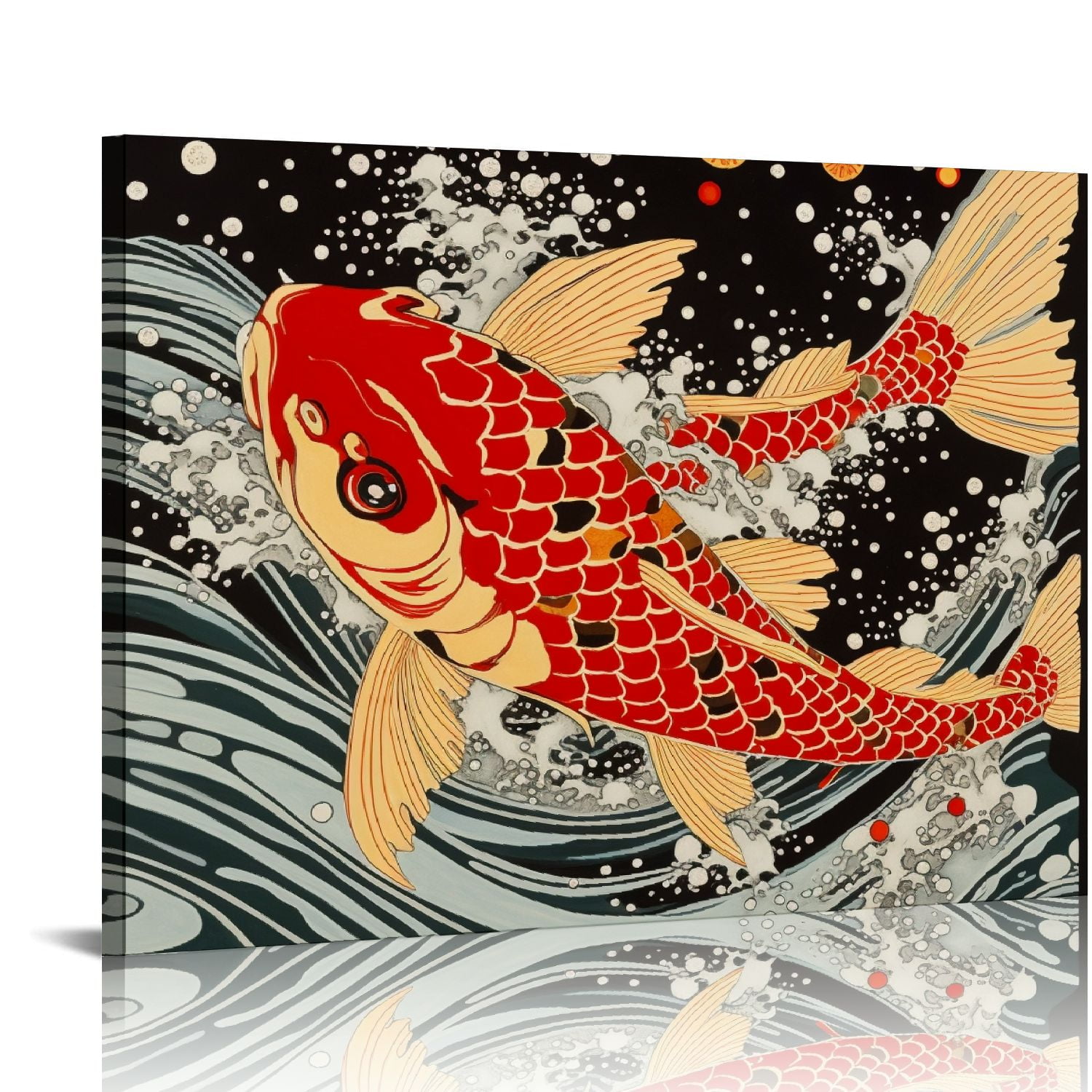 COMIO Chinese Style Red Lucky Carp Canvas Painting Fish Goldfish Poster ...