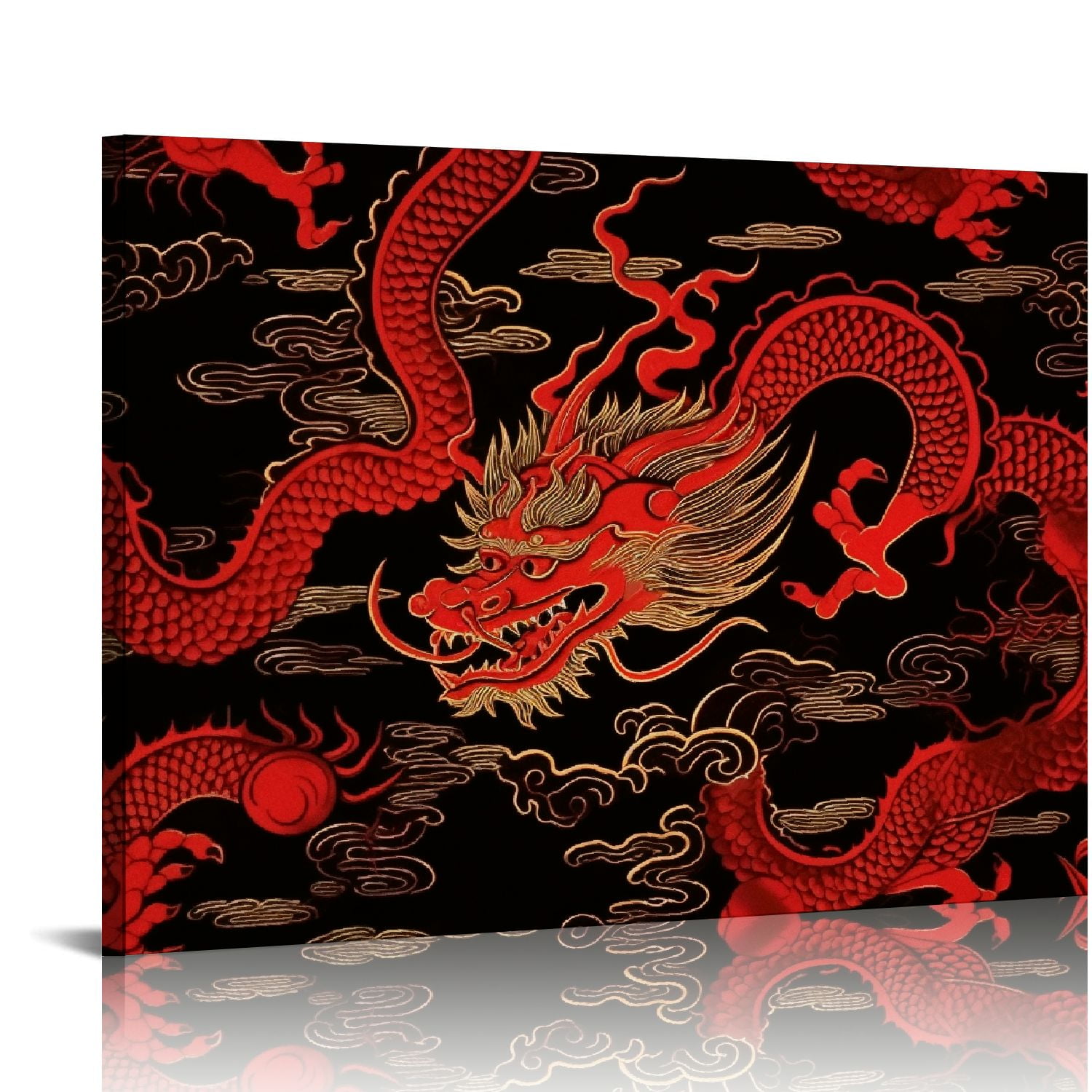 COMIO Chinese red Dragons Canvas Print Wall Art Chinese decor Asian ...