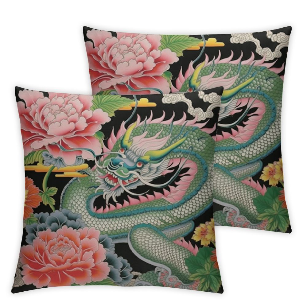 COMIO Chinoiserie Animal Dragon Pillow Covers Set of 2,Chinoiserie ...