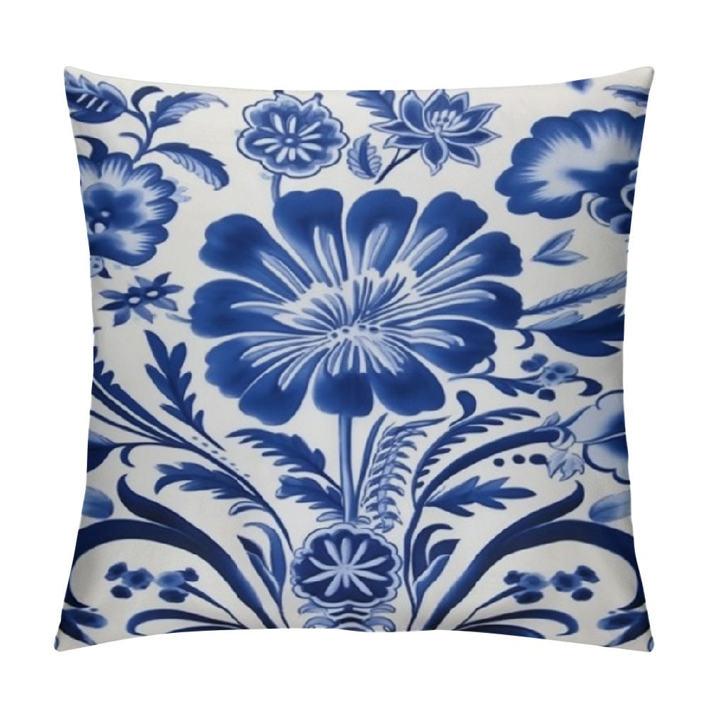 COMIO Chinoiserie Blue and White Porcelain Lumbar Pillow Covers ...