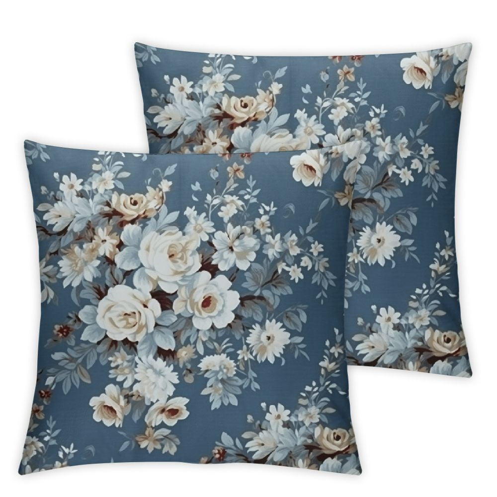 Comio Chinoiserie Pillow Cover Set Of 2 Spring Summer Blue White Floral