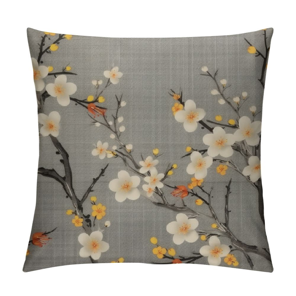 COMIO Chinoiserie Pillow Covers Plum Blossom Flowers and Birds Modern ...