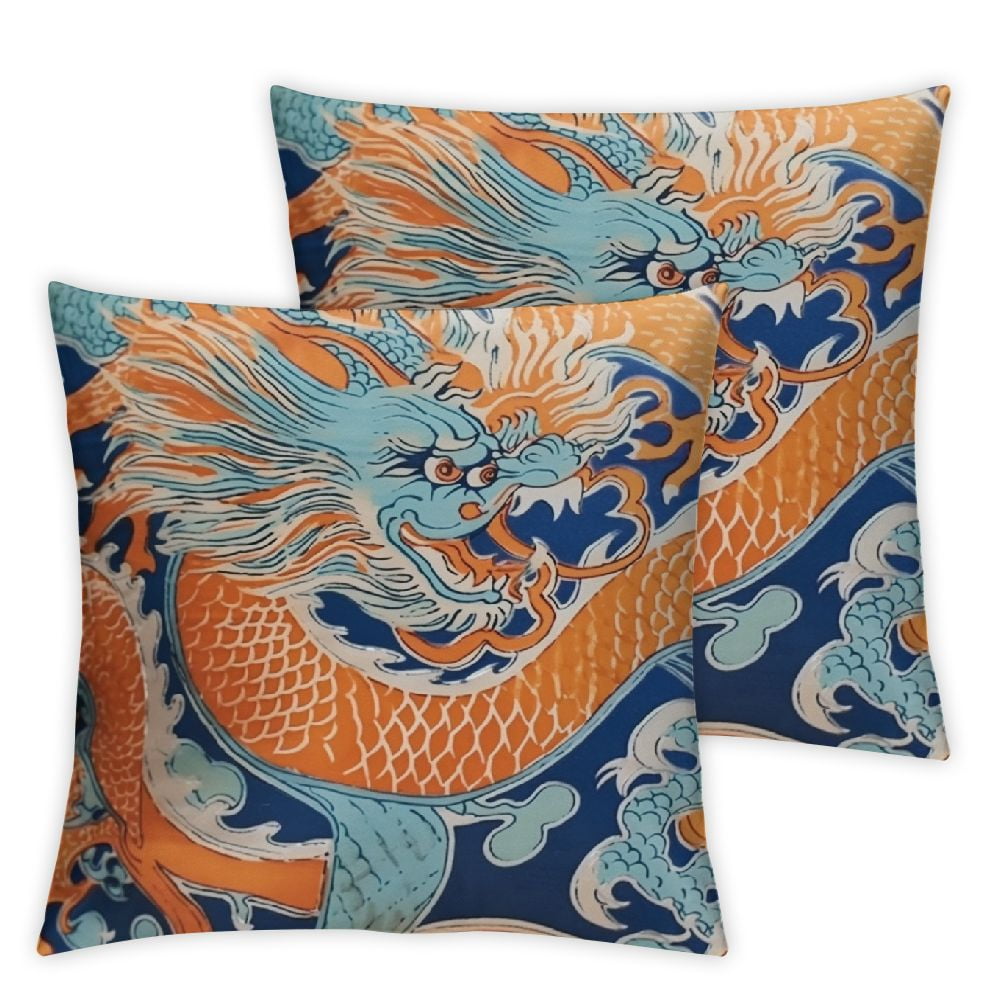 COMIO Chinoiserie Pillow Covers Set of 2 Chinoiserie Dragon Throw ...