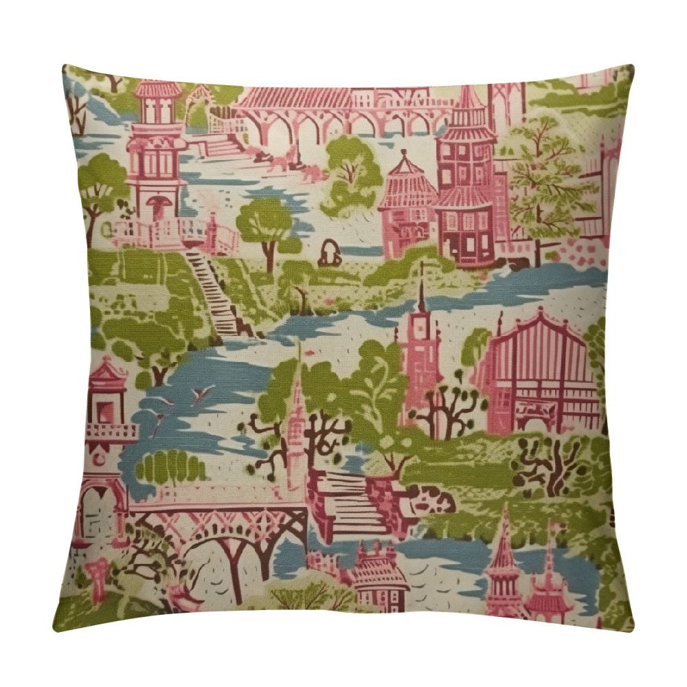 Comio Chinoiserie Throw Pillow Covers Chic Asian Scenic Pillow Cover
