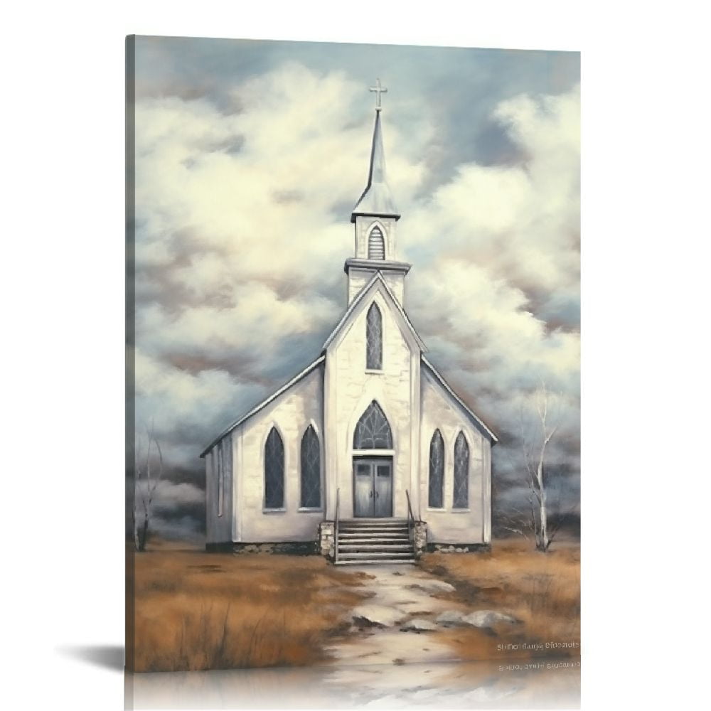 COMIO Christian Wall Art Country Church Canvas Decor Retro Rustic ...