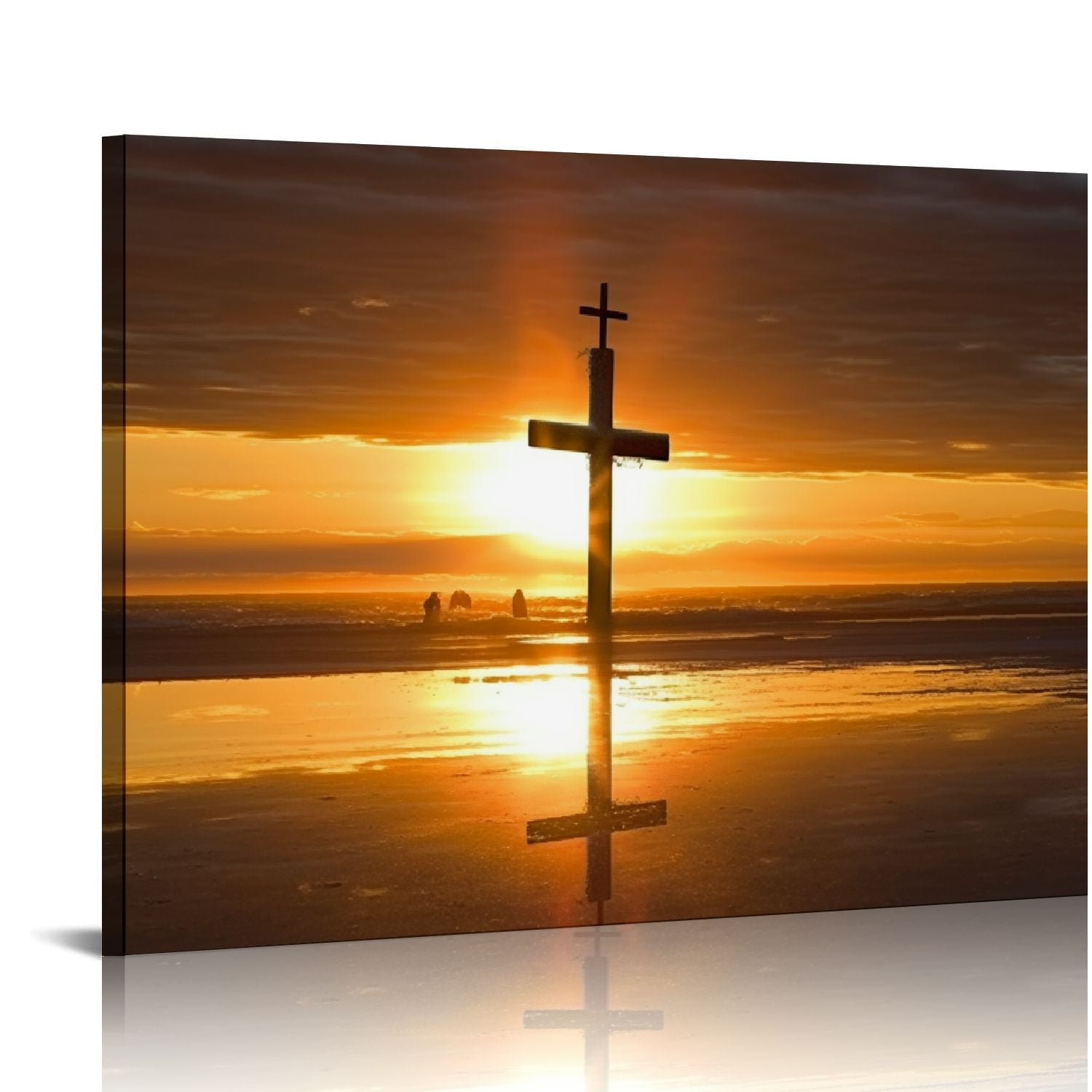COMIO Christian Wall Art Crosses for Wall Decor Red Sunset Cross on The ...