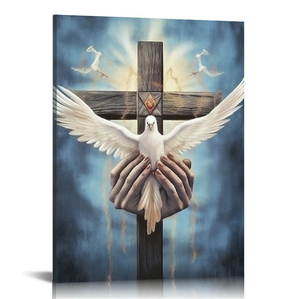 COMIO Christian Wall Art Peace Dove Cross Pictures Wall Decor Religious ...