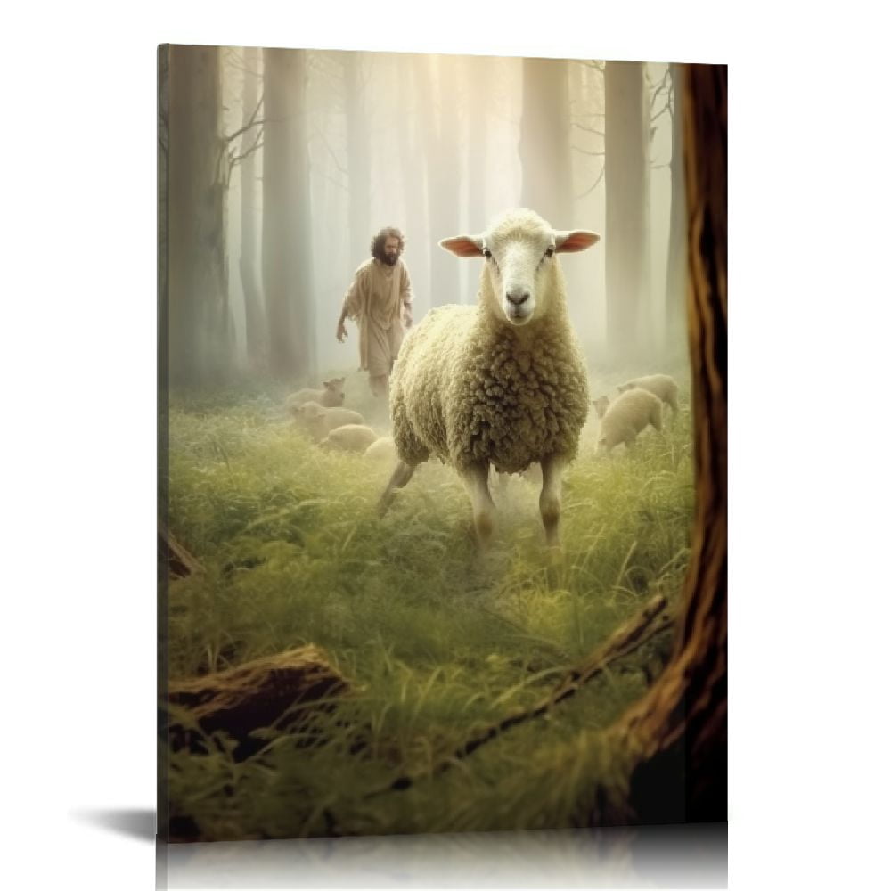 COMIO Christian Wall Decor Jesus and Lamb Canvas Wall Art Religious ...