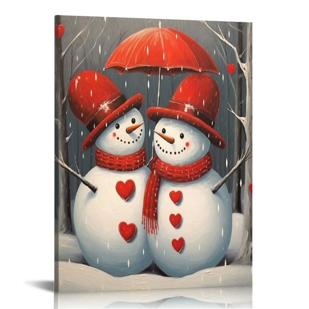 COMIO Christmas Canvas Wall Art Snowman Pictures Wall Decor Snowman ...