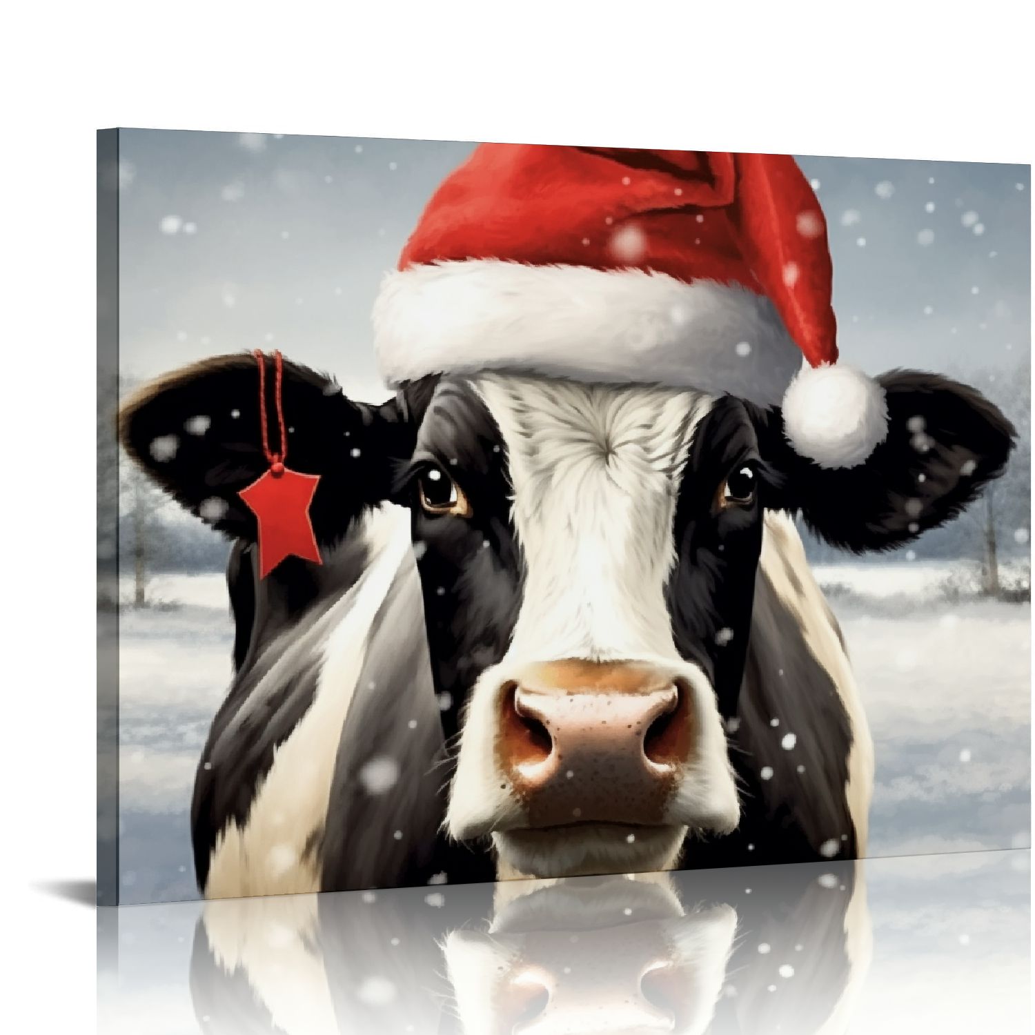 COMIO Christmas Cow Canvas Wall Art Print, Painting Poster, funny farm ...