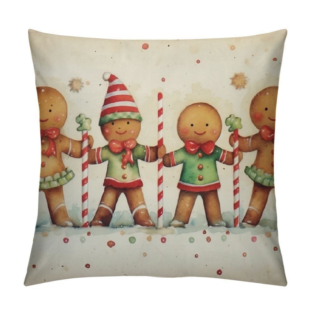 COMIO Christmas Pillow Covers Gingerbread Decorative White Throw ...