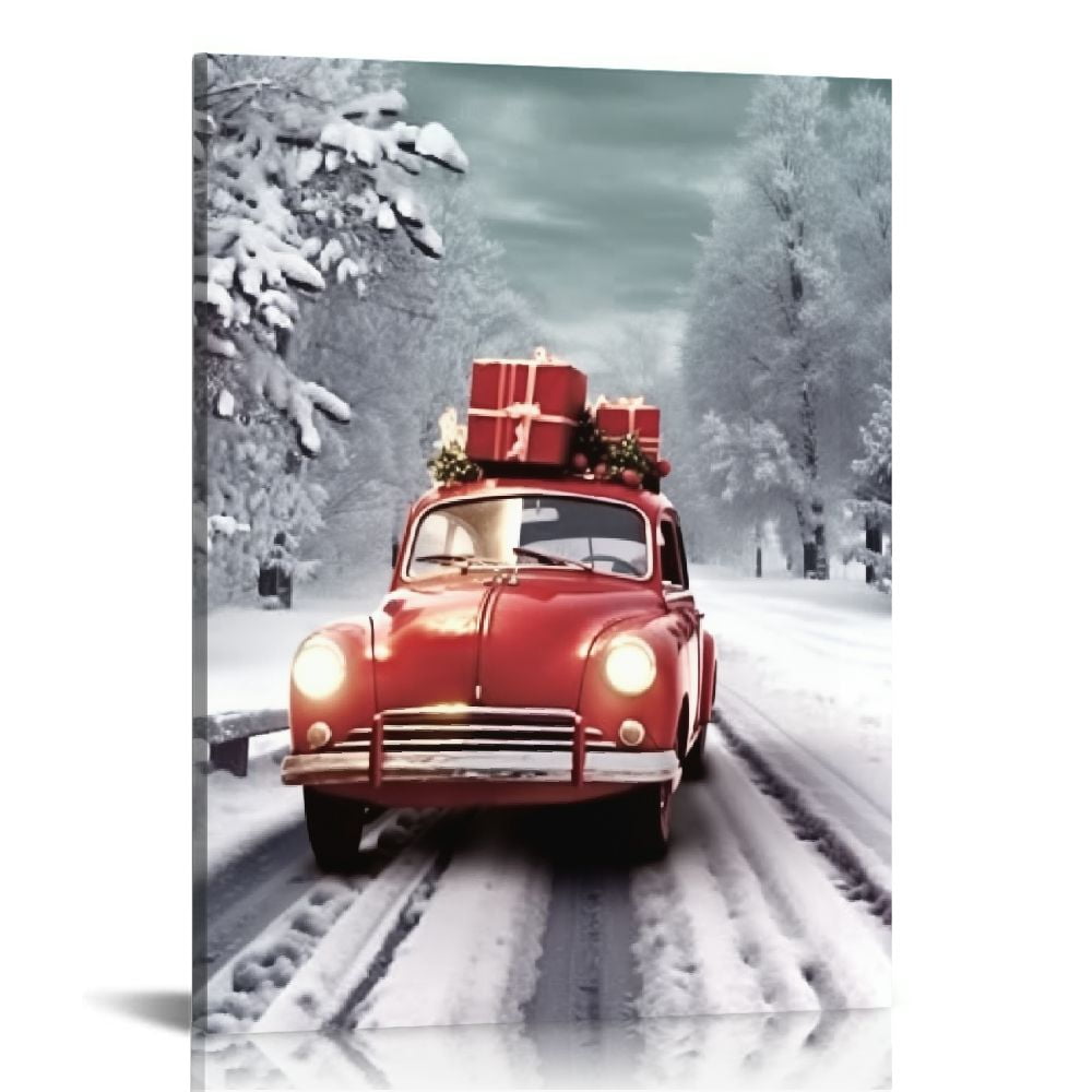COMIO Christmas Poster Wall Art Prints,Winter Snow Scenery Wall Decor ...