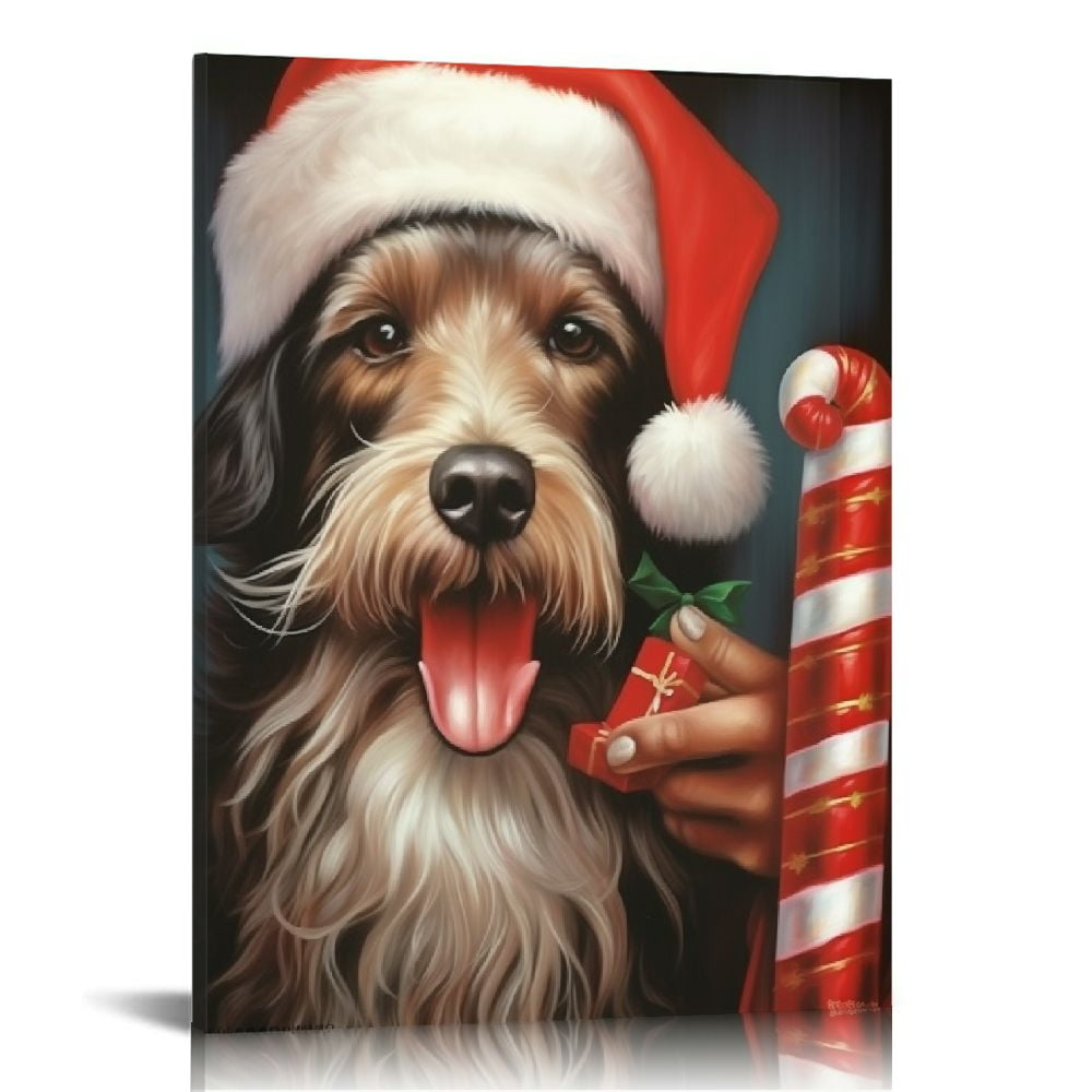 COMIO Christmas Santa With Dog Paintings Print Dachshund Canvas Art ...