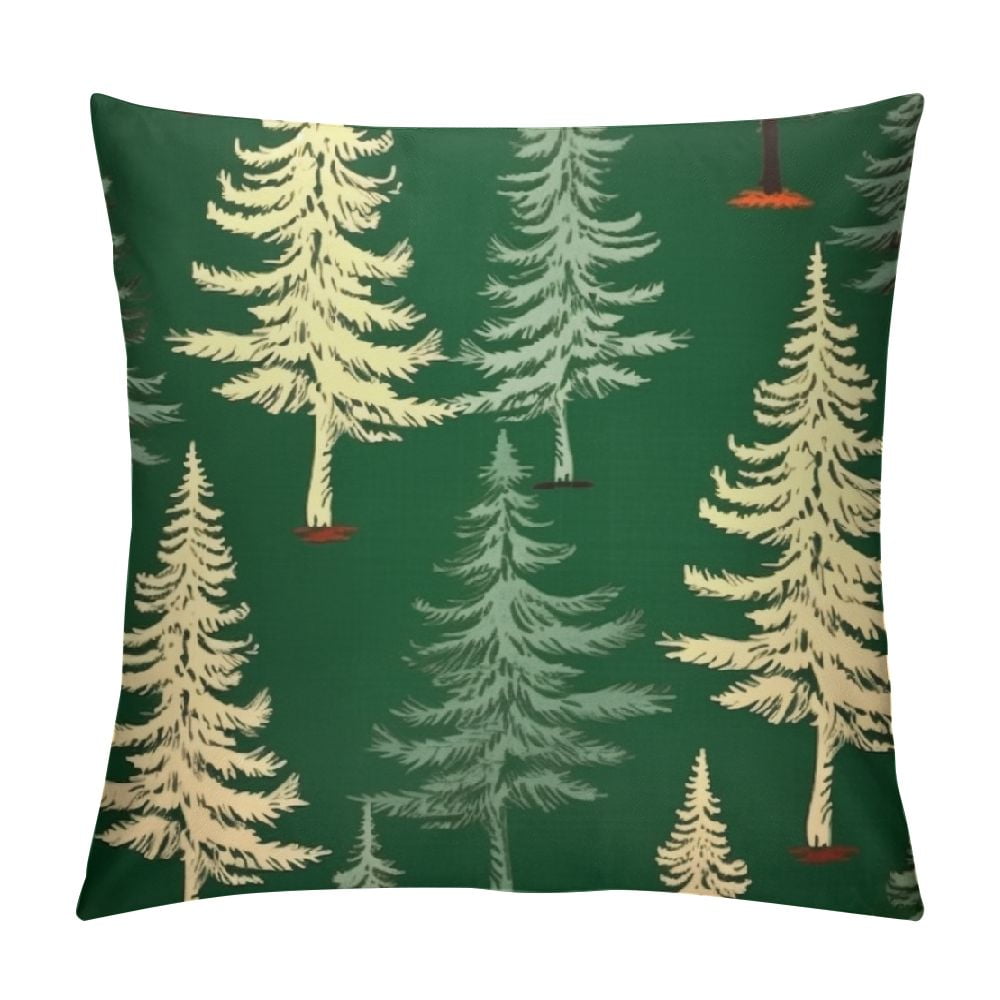 COMIO Christmas Tree Green Pillow Covers Xmas Trees Geometric Square ...