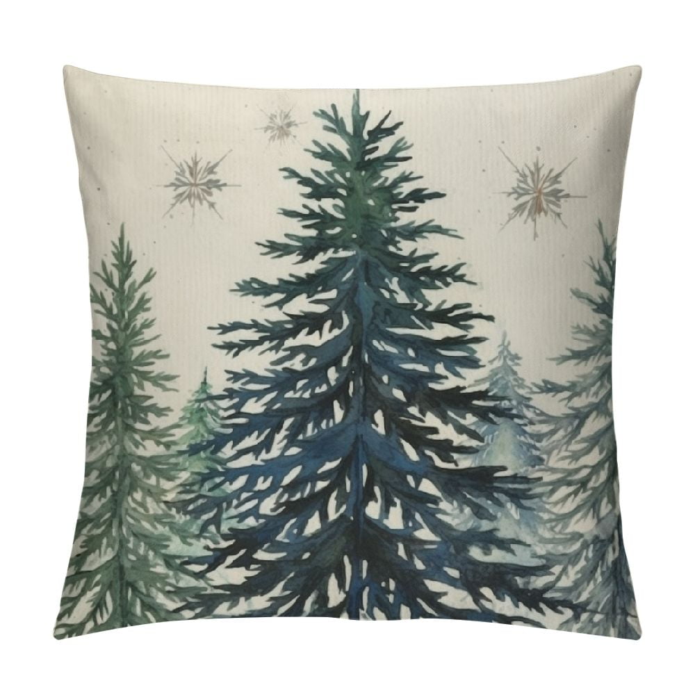 COMIO Christmas Trees Snowflake Throw Pillow Cover, Winter Holiday ...