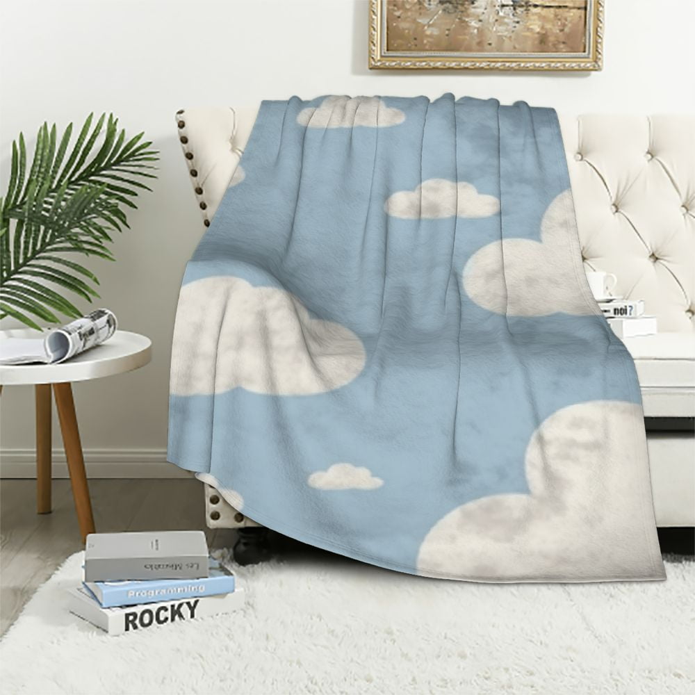 COMIO Cloud Throw Blanket, Blue and White Gift for Girl and Boy ...