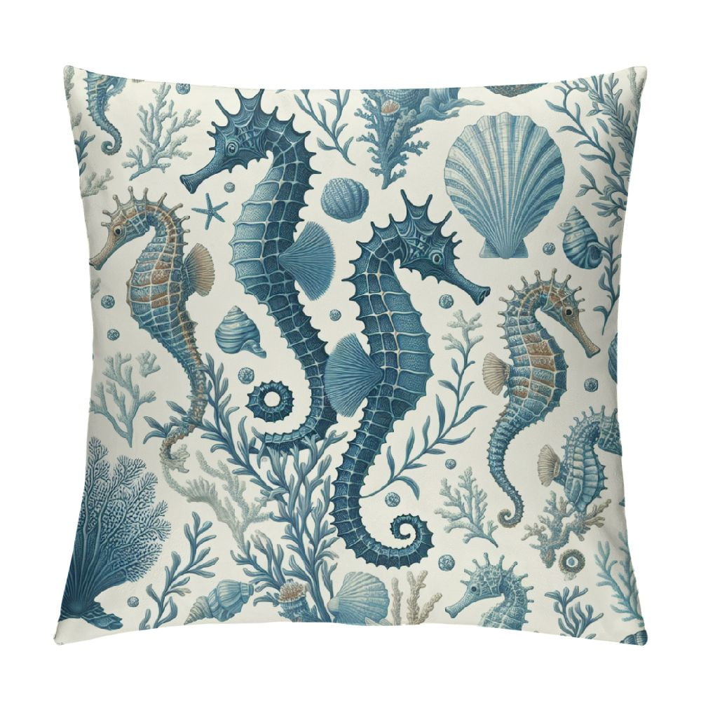YANMS Coastal Beach Seahorse Starfish Shell Ocean Pillow Covers Couch ...