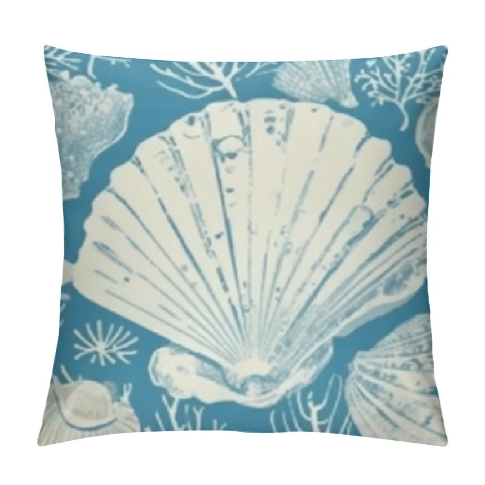 COMIO Coastal Beach Throw Pillow Covers Seahorse Starfish Shell Ocean ...