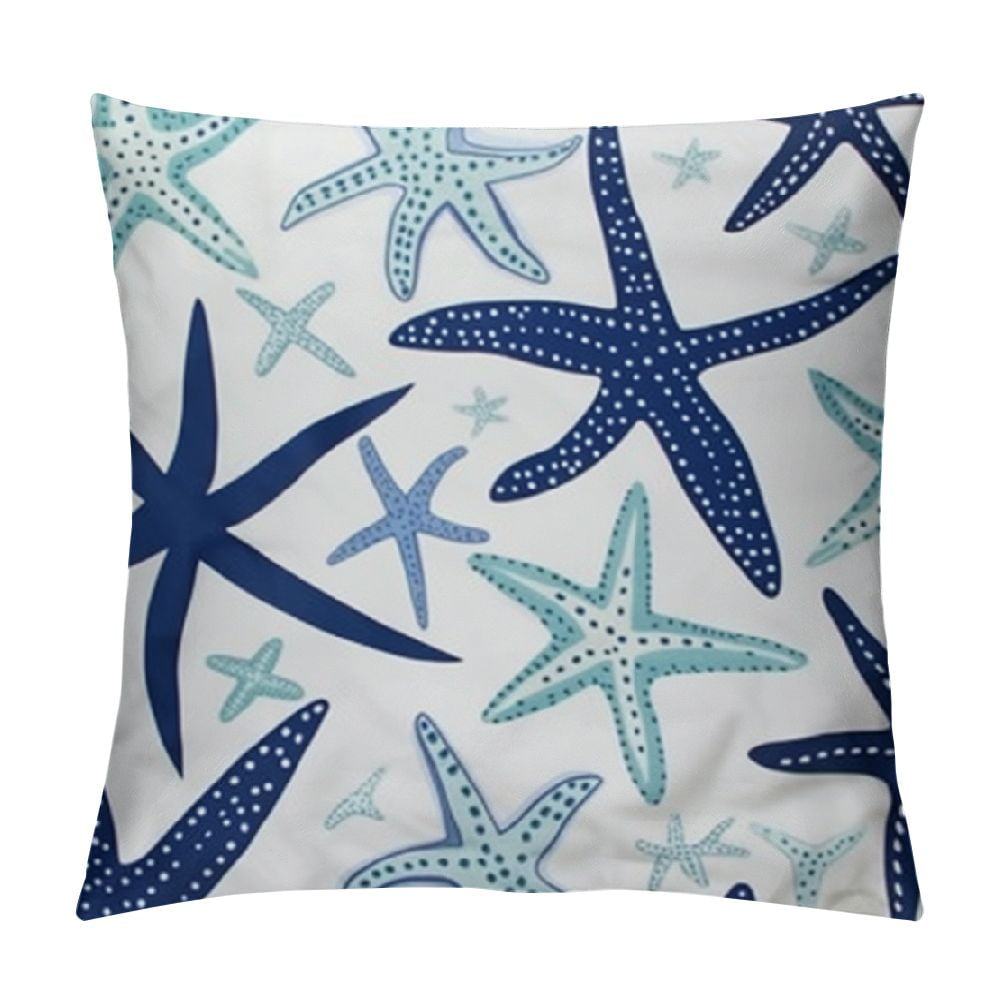 COMIO Coastal Nautical Pillow Covers, Coastal Nautical Starfish Repeat ...