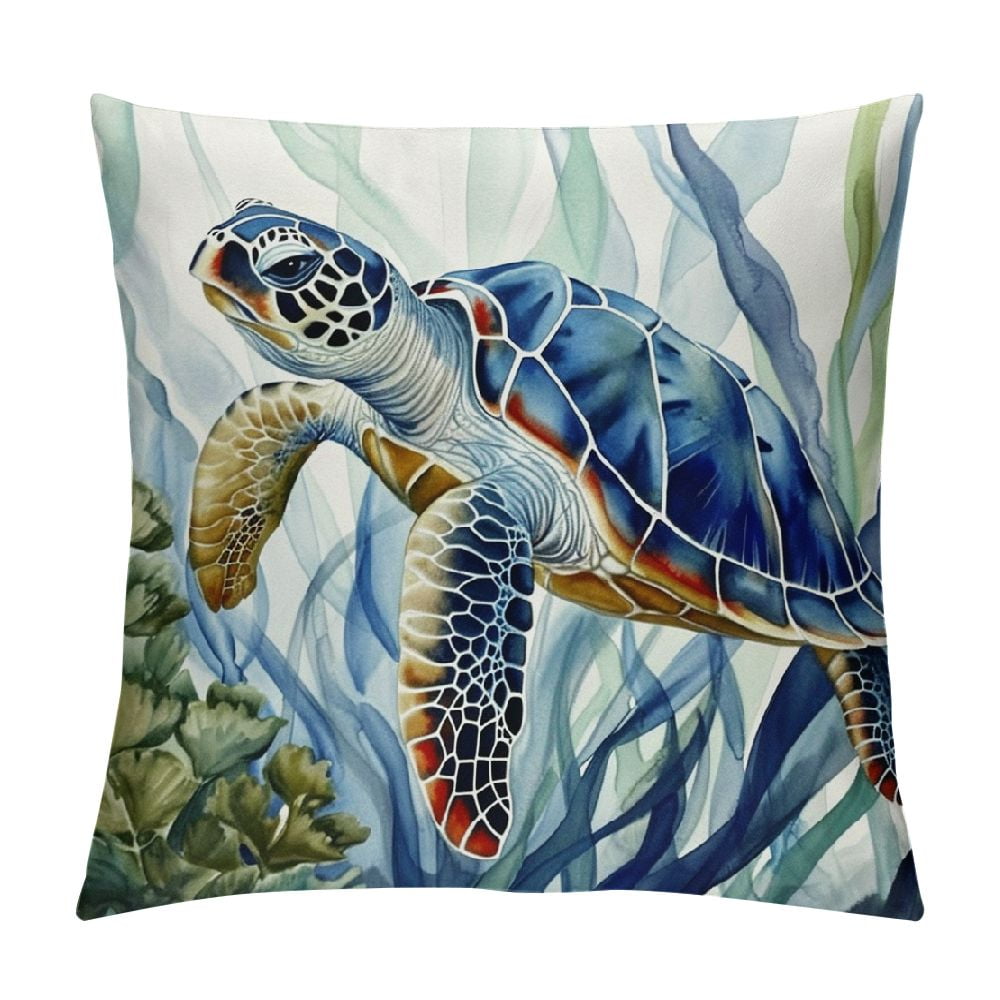 COMIO Coastal Turtle Throw Pillow Covers Nautical Beach Pillow Case Sea ...