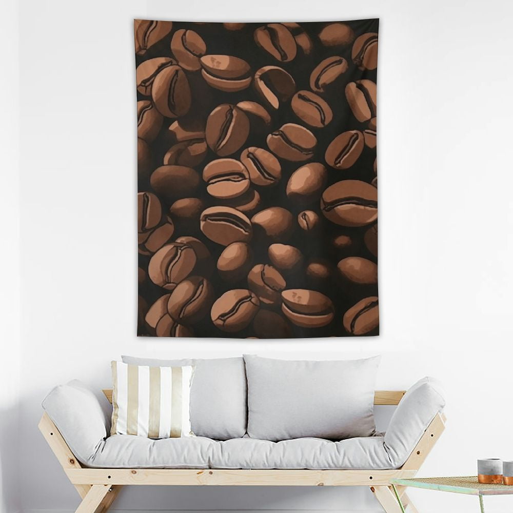 COMIO Coffee Tapestry, Graphic Image of Scattered Beans Mocha Espresso ...