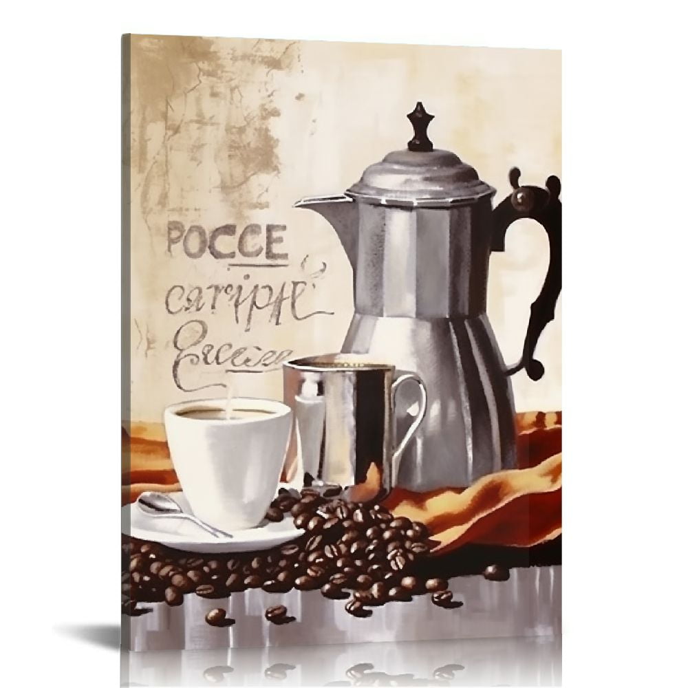 COMIO Coffee Wall Art Coffee Bean Coffee Cup Pictures Wall Decor Rustic ...