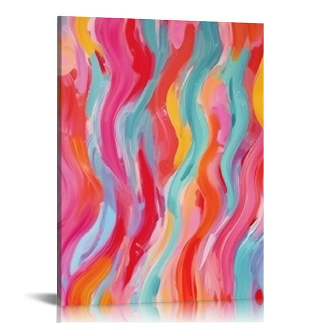 COMIO Colorful Abstract Wall Art Bright Pink Canvas Wall Decor Abstract ...