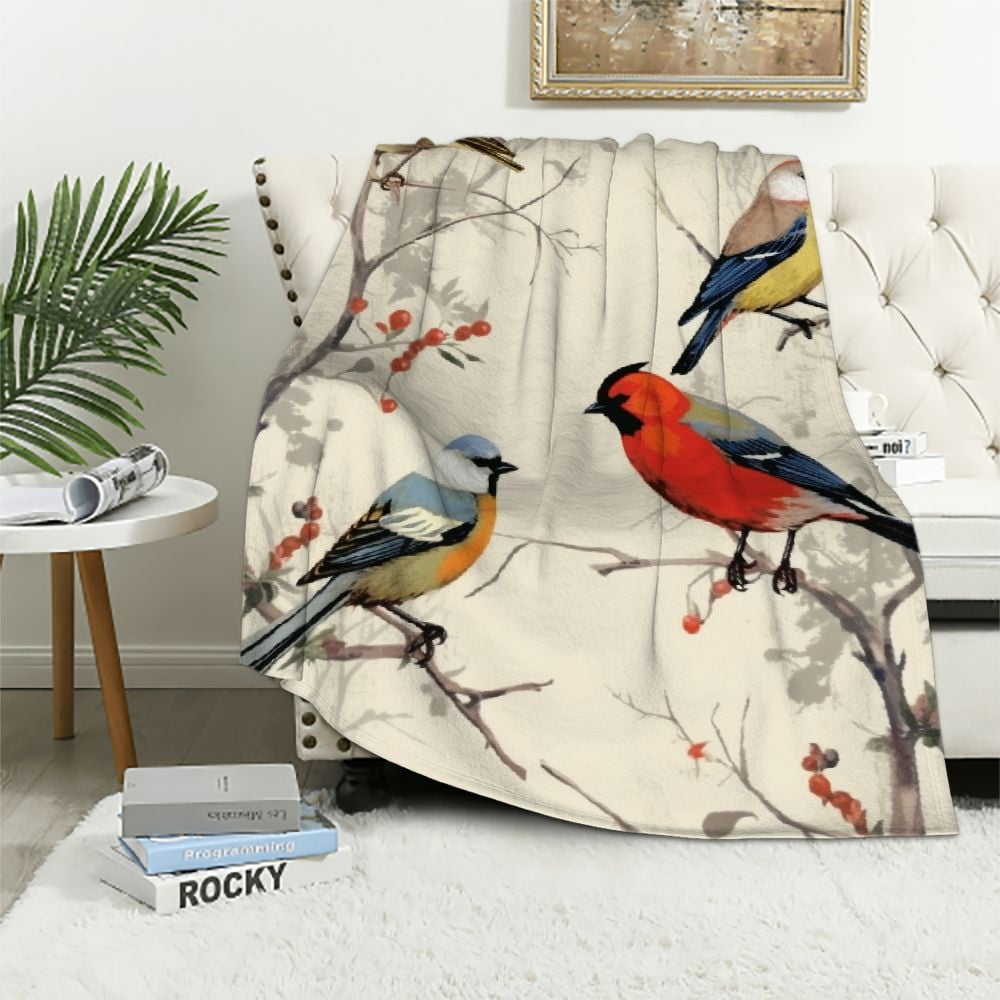 COMIO Colorful Birds Pattern Throw Blanket Soft and Comfortable Sofa ...