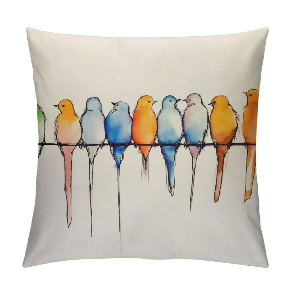COMIO Colorful Birds Silhouette Throw Pillow Covers, Funny Parrots ...