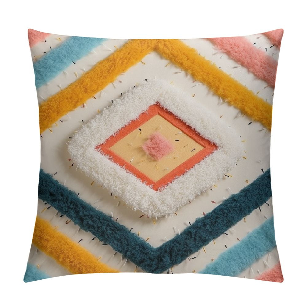 COMIO Colorful Boho Throw Pillow Covers , Diamond Pattern Lumbar Pillow ...