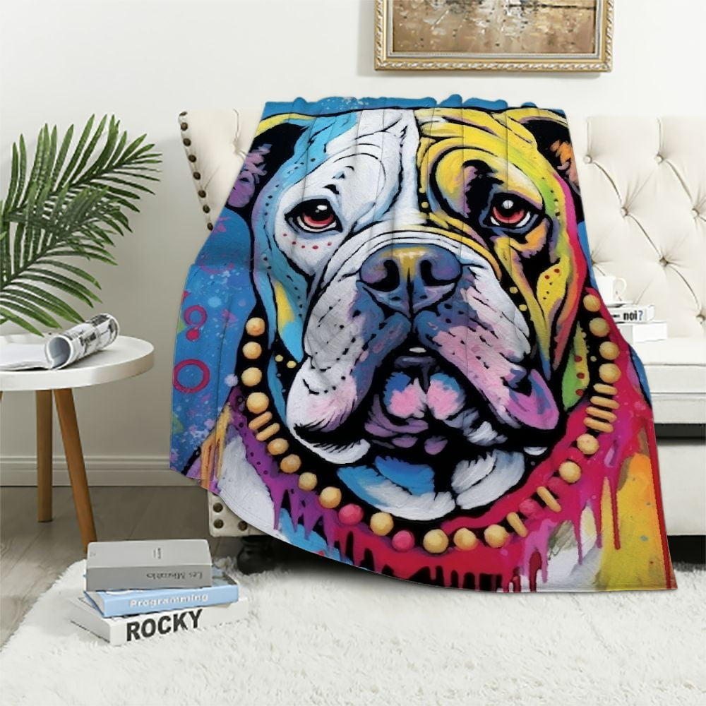 COMIO Colorful Bulldog Blanket for Bed Dean Russo Bulldog Throw Blanket ...