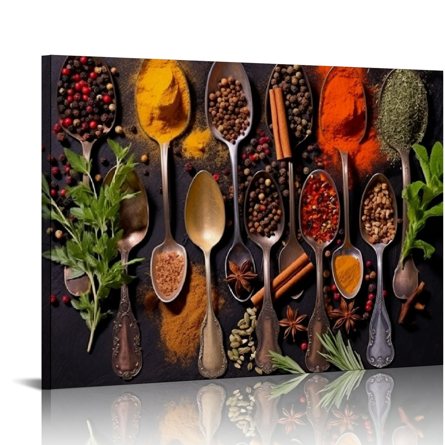 COMIO Colorful Cooking Spices Put on Each Spoon Canvas Wall Art Artwork ...