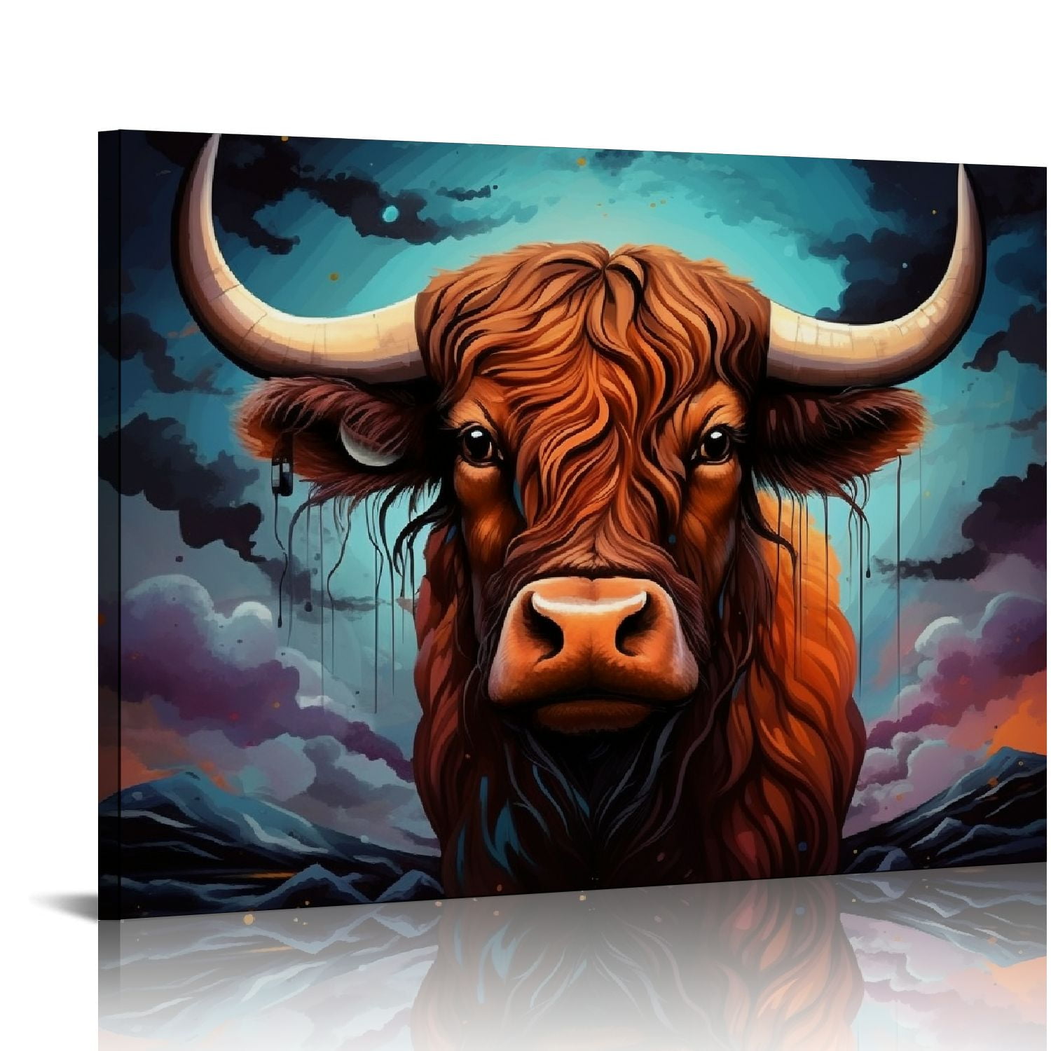 COMIO Colorful Cow Painting on Canvas, Palette Knife Heavy Textured ...