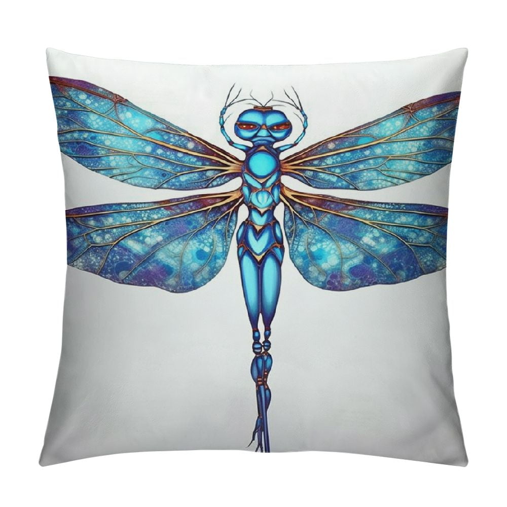 COMIO Colorful Dragonfly Throw Pillow Cover Blue Teal Turquoise ...
