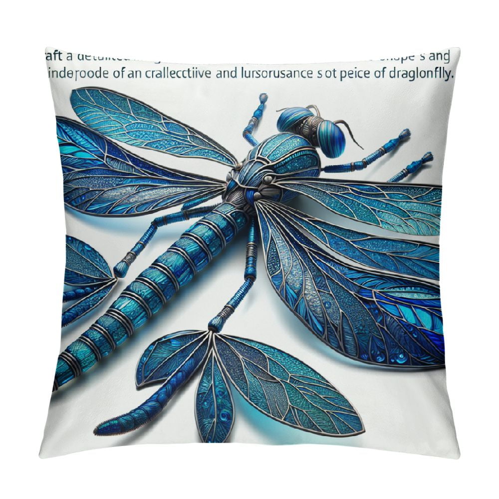 QZHH Colorful Dragonfly Throw Pillow Cover Blue Teal Turquoise Watercolor Decorative Soft Square ...