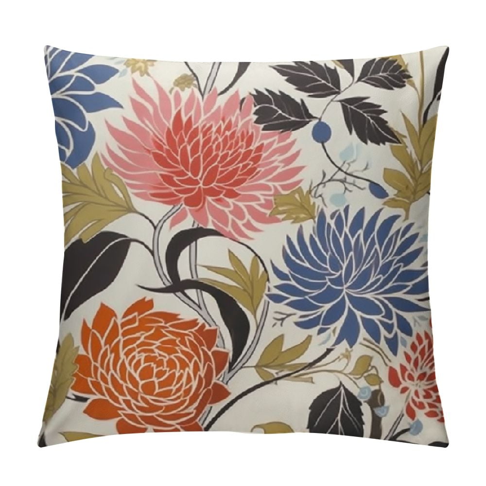 COMIO Colorful Floral Pillow Covers Boho Throw Pillow Covers Material ...