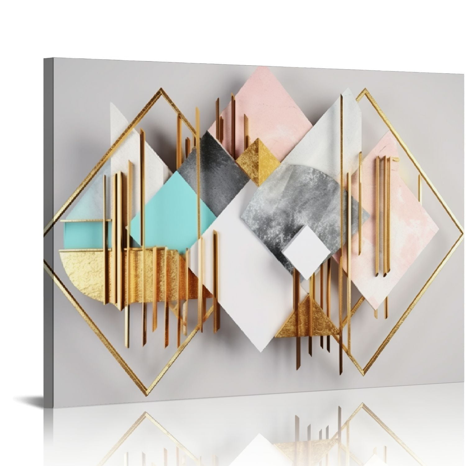 COMIO Colorful Geometric Patterns Canvas Wall Art, Abstract Triangle ...