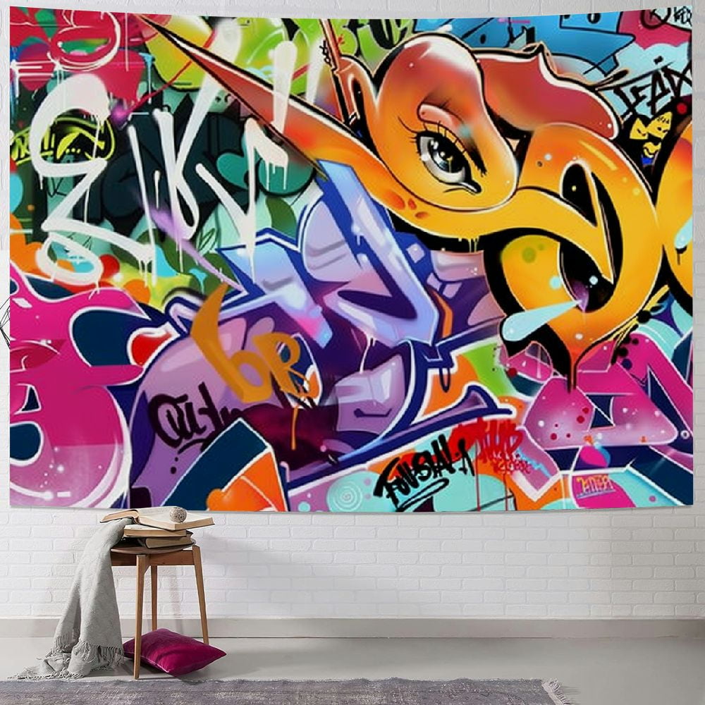 MLJA Colorful Graffiti Tapestry Street Graffiti Tapestry Wall Art Retro ...