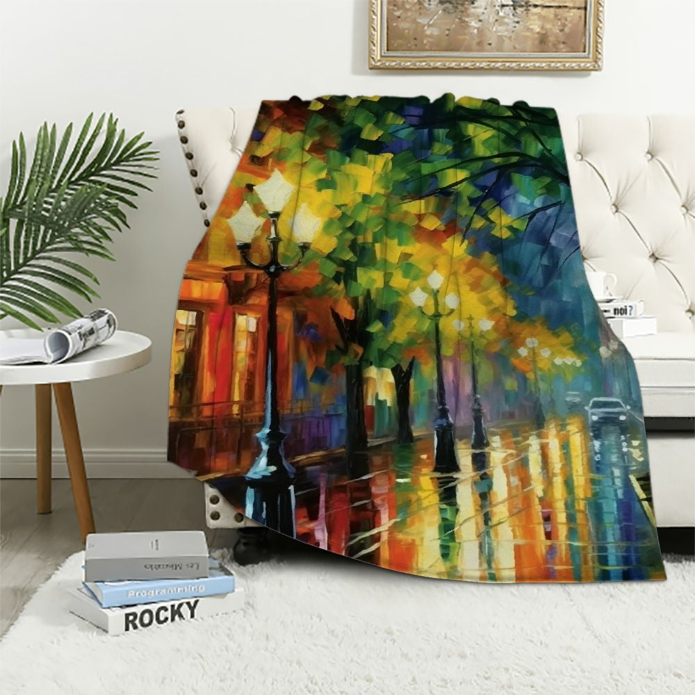 COMIO Colorful Oil Painting Blanket Art Gifts for Dad Husband Mom Wife ...